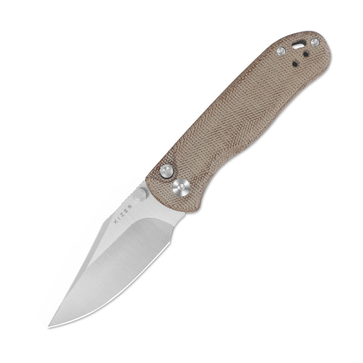 Kizer Drop Bear 2 Natural Micarta Clip Point - Button Lock V3619.2CC1 ...