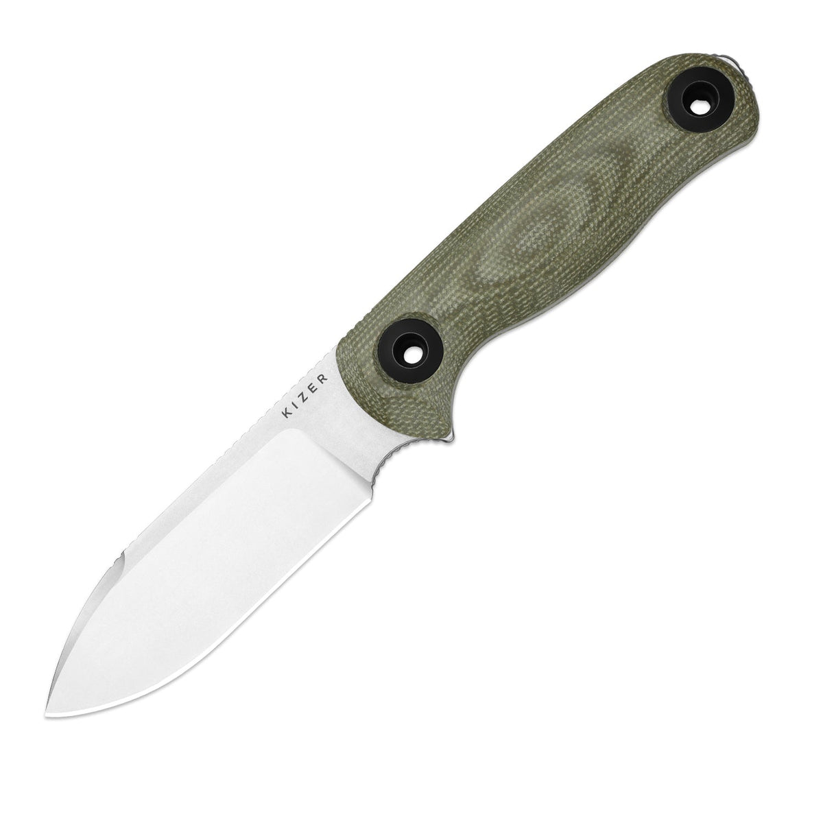 Kizer Drop Bear Fix 3 Green Micarta + Drop Point 14C28N 1101A2 ...