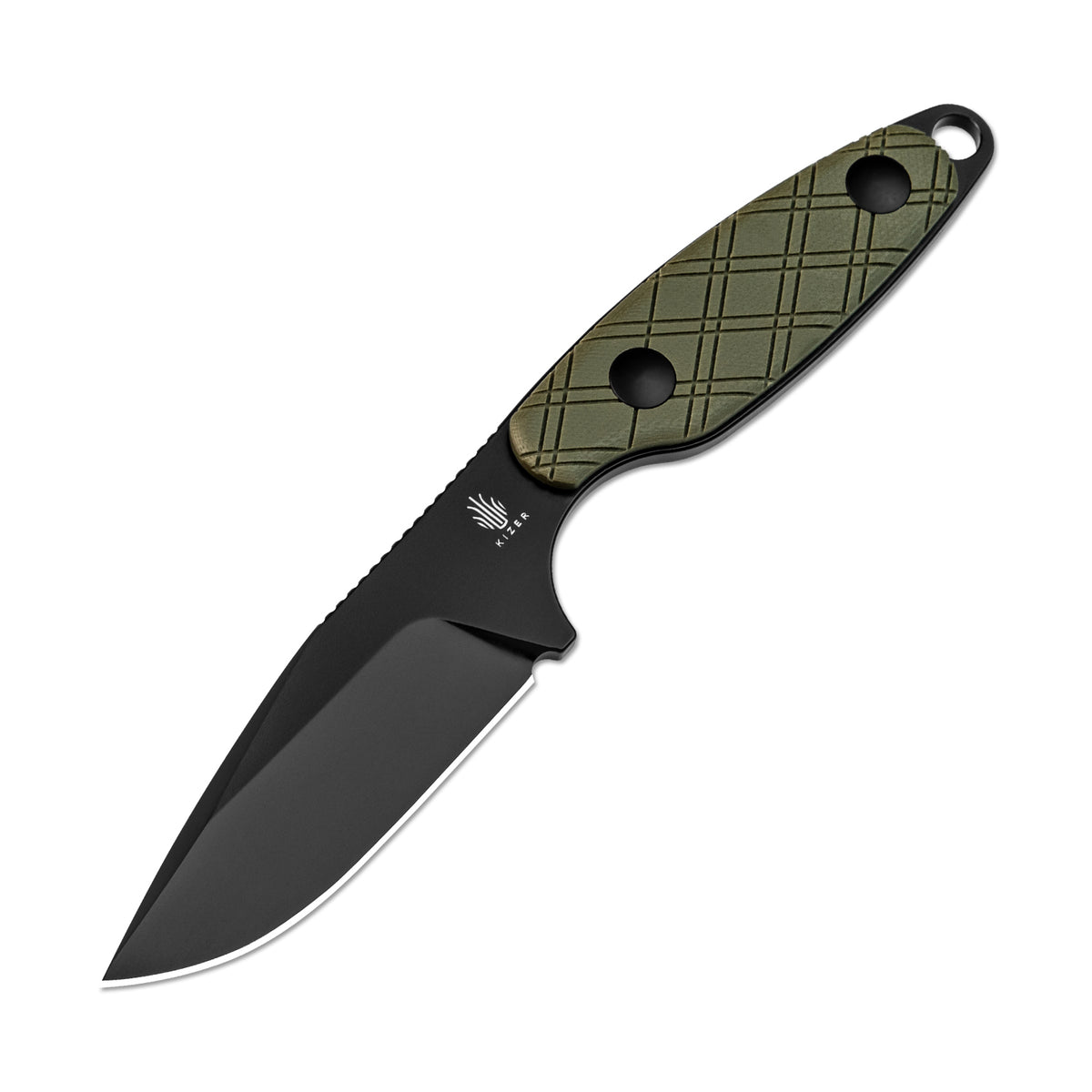 Kizer Muskrat - Green G10, D2 Steel - Derek Sharon Design Fixed Blade ...